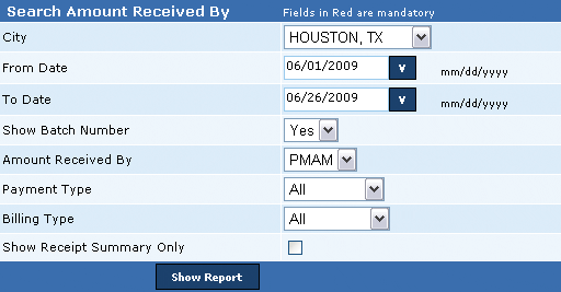 Payments Received Reports