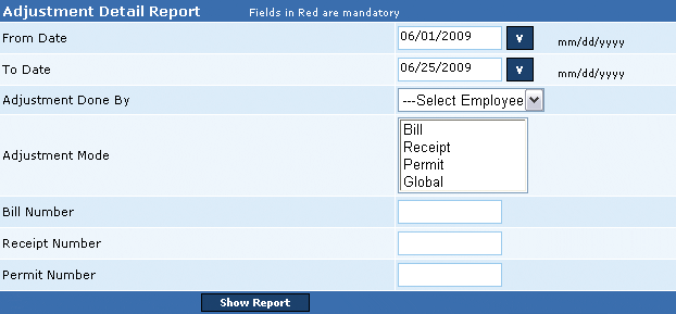 Adjustment Detail Report